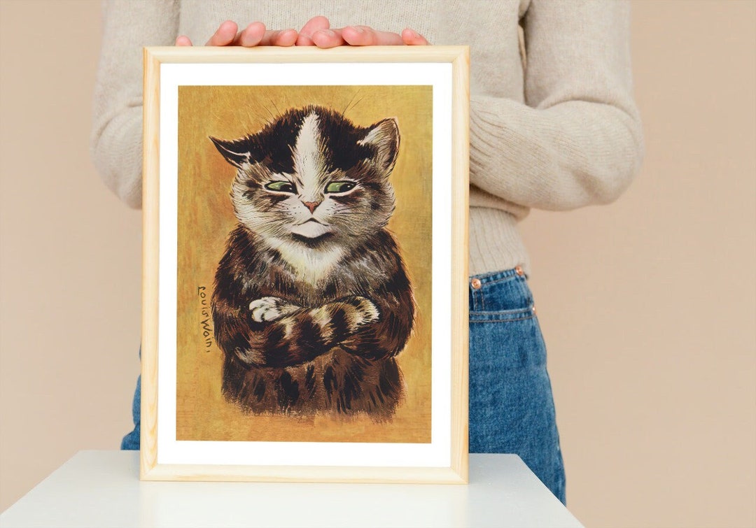 Grumpy Cat Louis Wain Vintage Cat Art Print Let Me Think Now Pensive ...