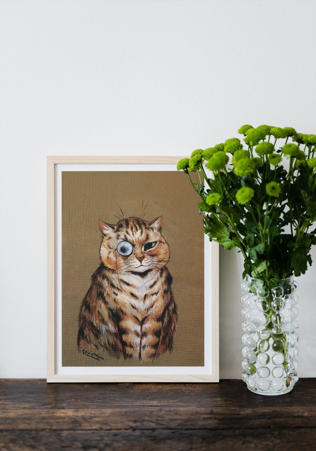 Louis Wain Print Wall Art Decor Monocle Living Room Lounge Bedroom ...