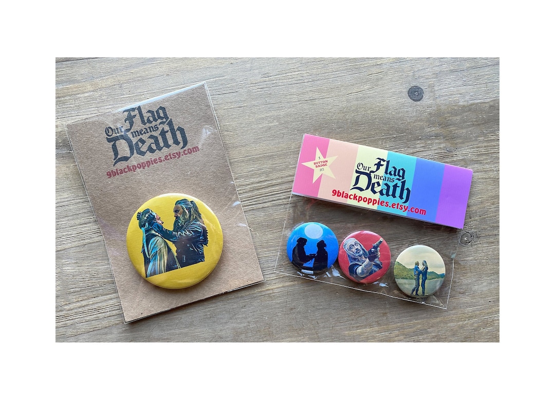 OFMD Button Badge Pins Set of 4 Our Flag Means Death 32mm 58mm 1.25in 2 ...