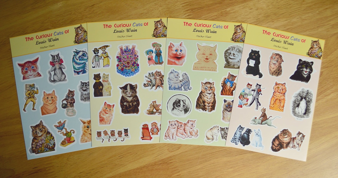 Louis Wain Cat Sticker Sheet | Glossy Matte Vinyl Kiss-cut Water ...