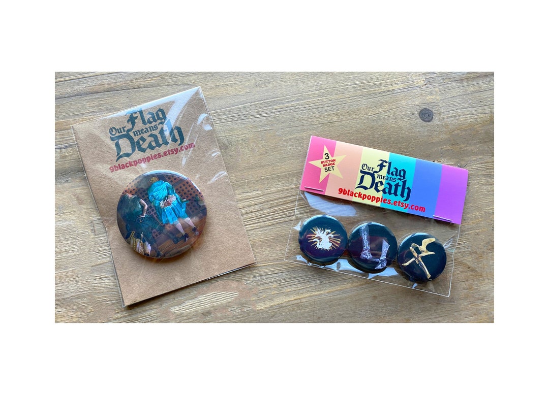 OFMD Button Badge Pins Set of 4 Our Flag Means Death 32mm 58mm 1.25in 2 ...