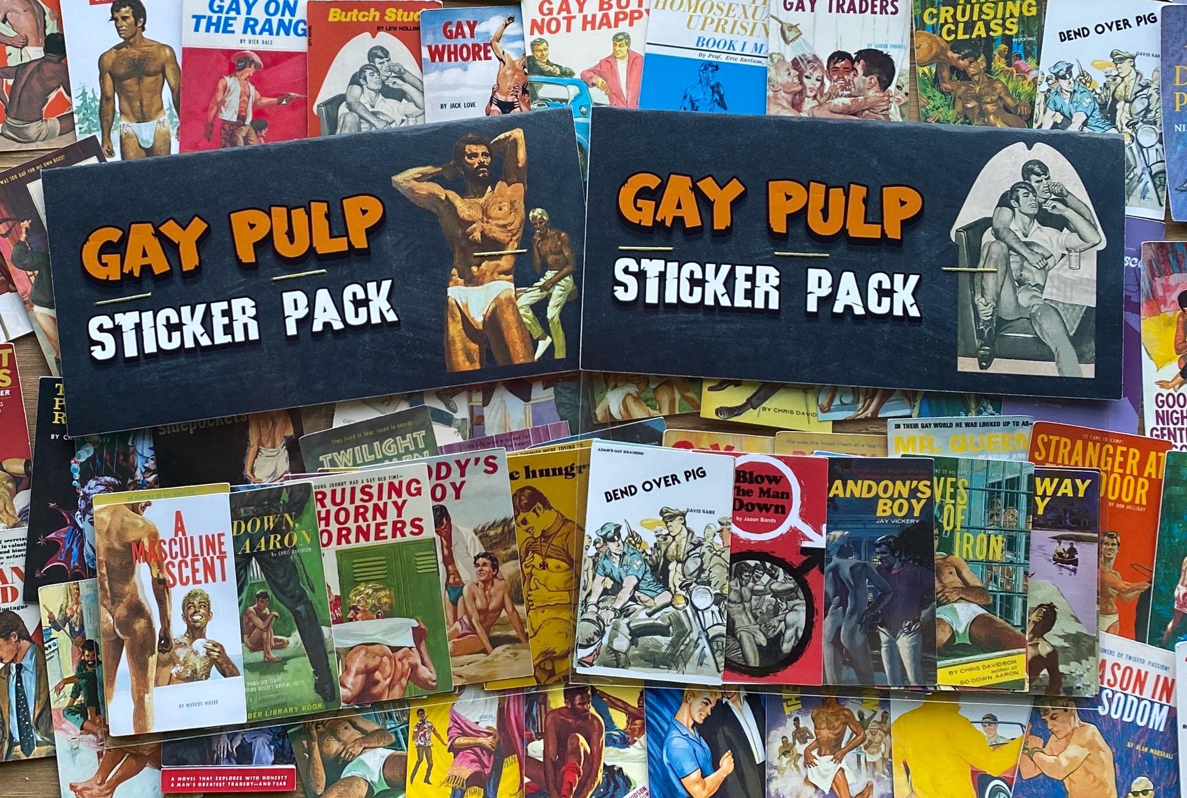 Gay MLM Pulp Novel Sticker Pack | Vintage Novel Cover Reproductions ...