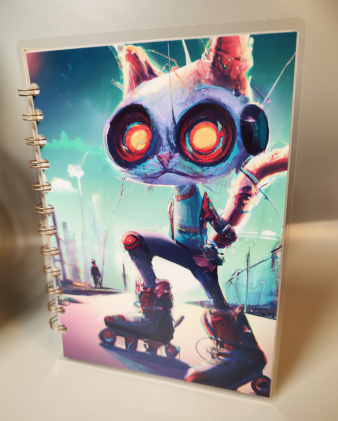 Futuristic Cyberpunk Cat Notebook | Scifi | Spiral Journal Diary ...