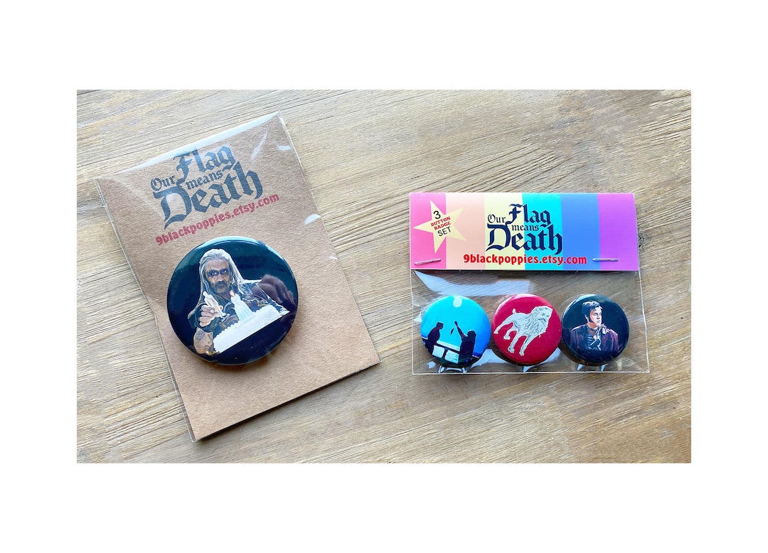 OFMD Button Badge Pins Set of 4 Our Flag Means Death 32mm 58mm 1.25in 2 ...