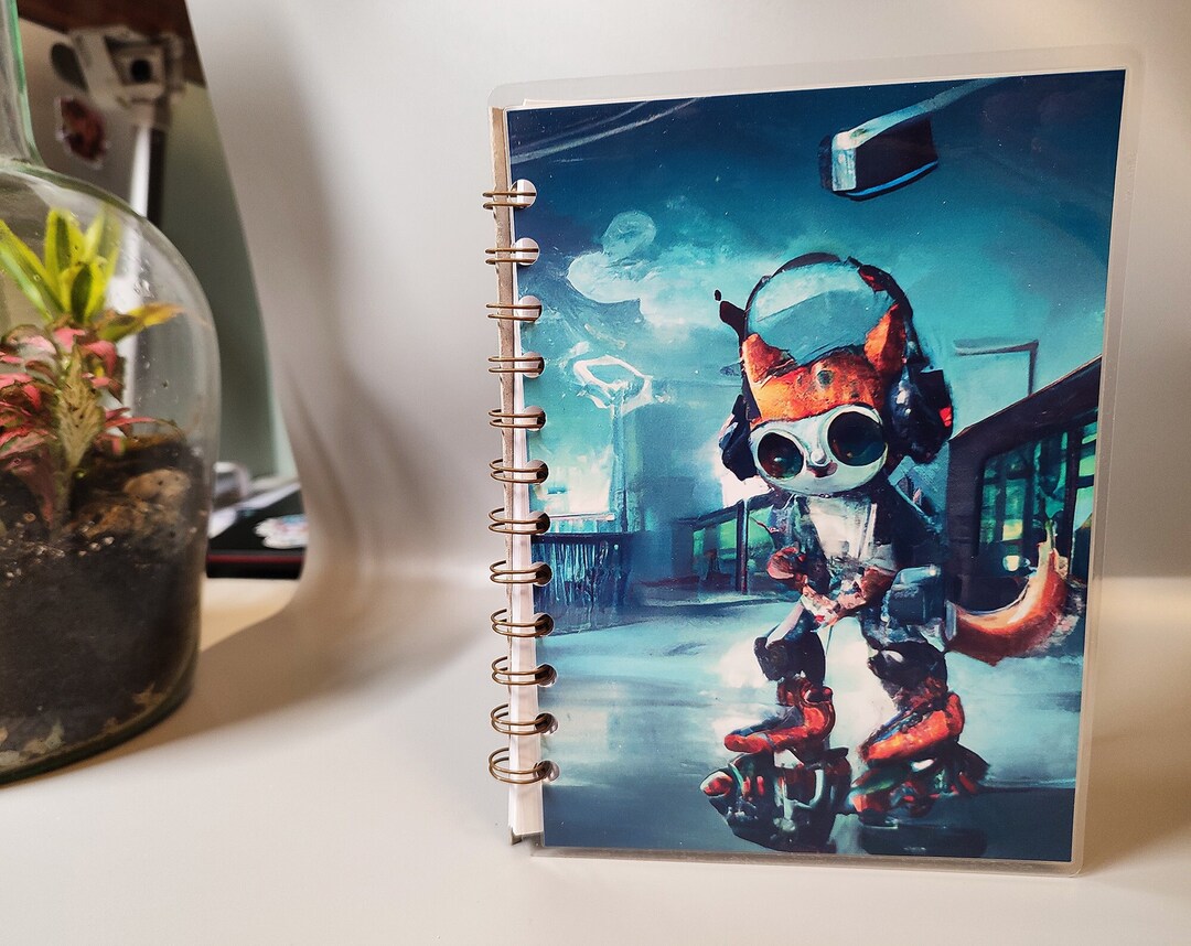 Futuristic Cyberpunk Cat Notebook | Scifi | Spiral Journal Diary ...