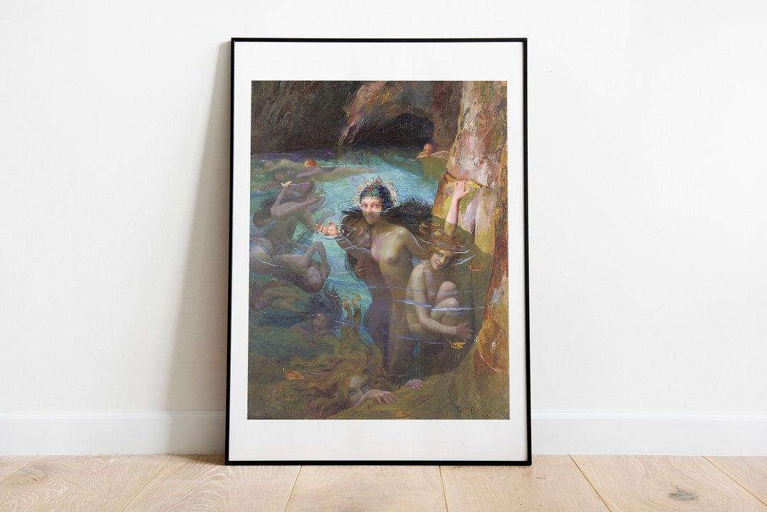 Mythology Art Print | Sea Nymphs at a Grotto by Gaston Bussiere ...