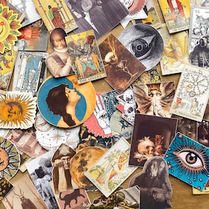 Occult Celestial Creepy Sticker Pack | Vintage Ephemera Photos | Witchy ...