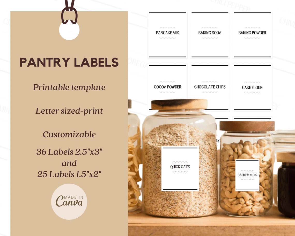 Printable Pantry Labels DIY Jar and Containers Label Printable Letter ...