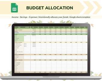Budget Allocation Template Google Sheets Template Personal Finance - Etsy