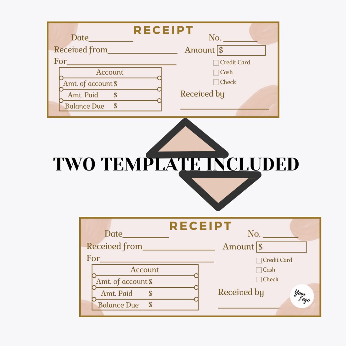 Receipt Template for Small Business Pink Simple Receipt | Etsy