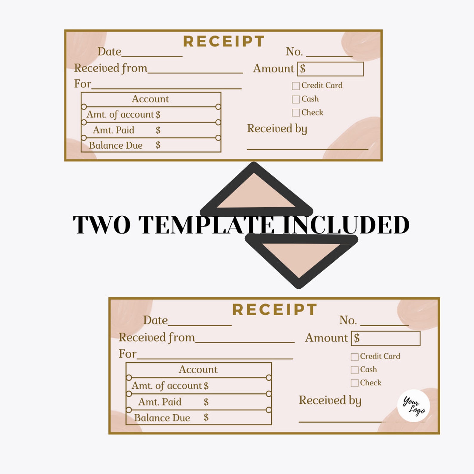 Receipt Template for Small Business Pink Simple Receipt | Etsy