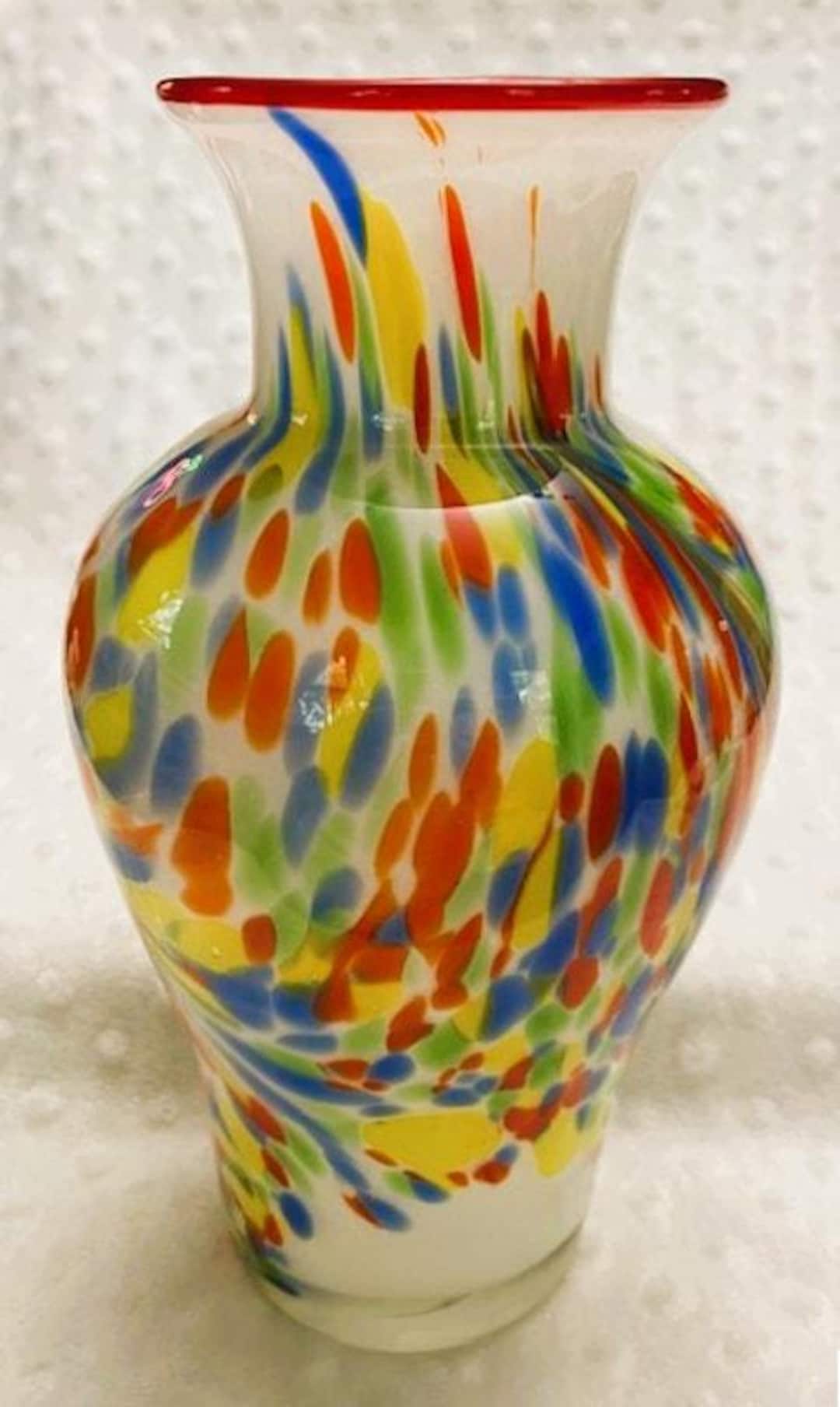Vintage Italian Confetti Art Glass 10" Hand-blown Ginger Jar Shape Vase ...