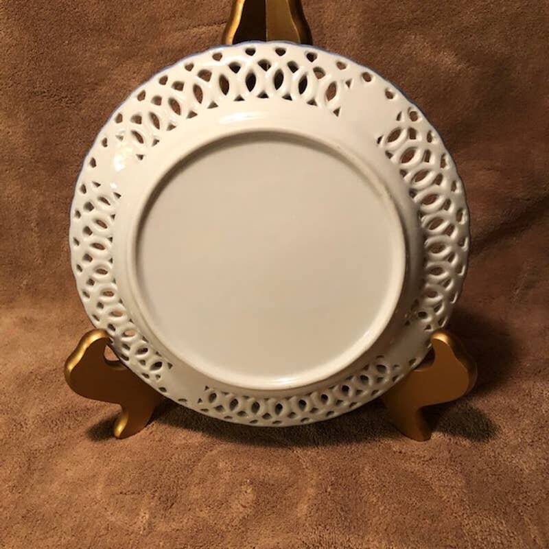 Vintage Cobalt Blue & White Lattice Edged Plate - Etsy