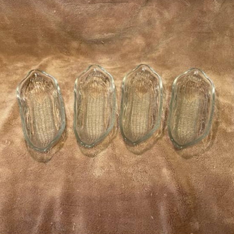 Vintage Corn on the Cob Clear Glass Corn Trays W/corn Imprint Set of 4 ...