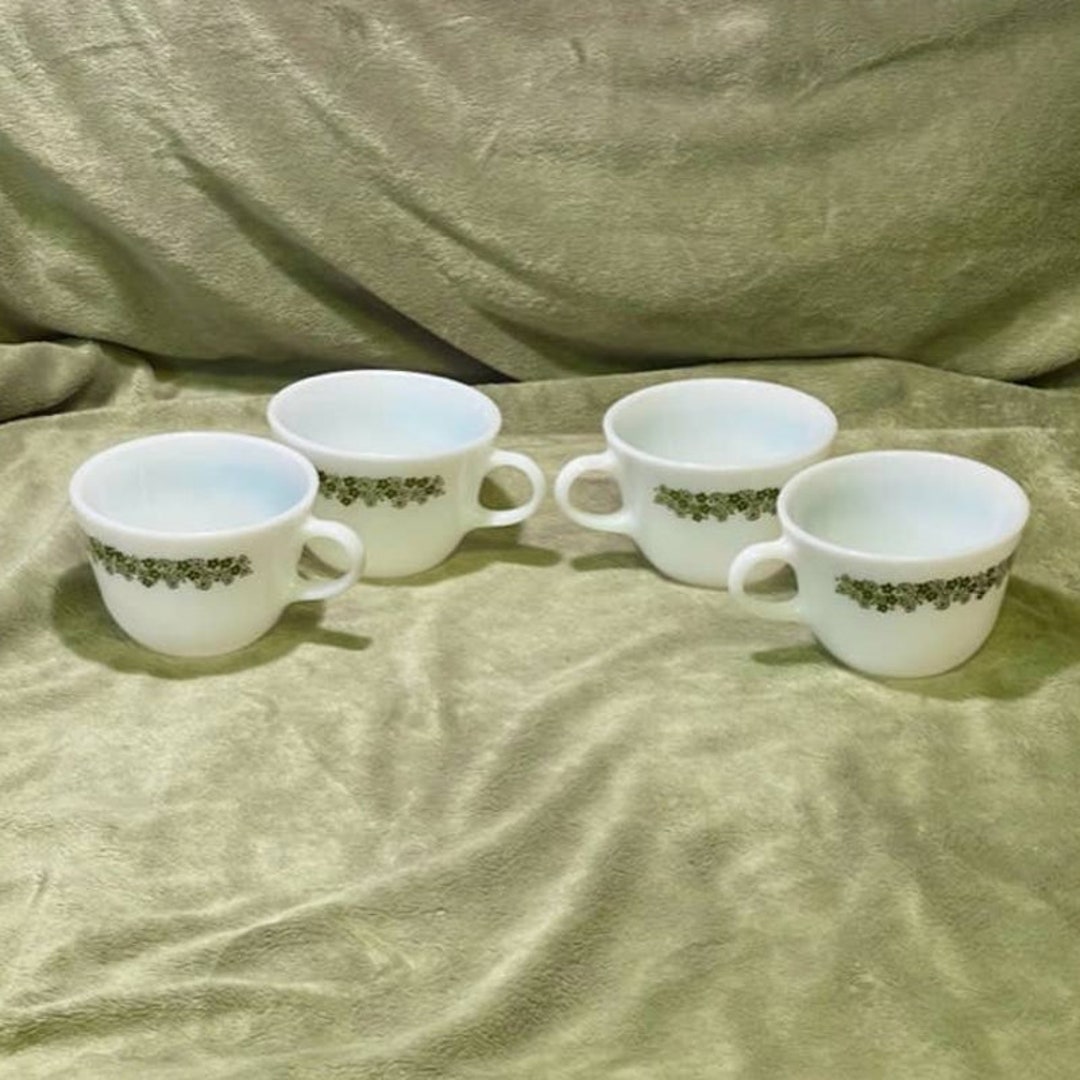 Vintage Pyrex Corningware Milk Glass Spring Blossom Coffee Cups set of ...