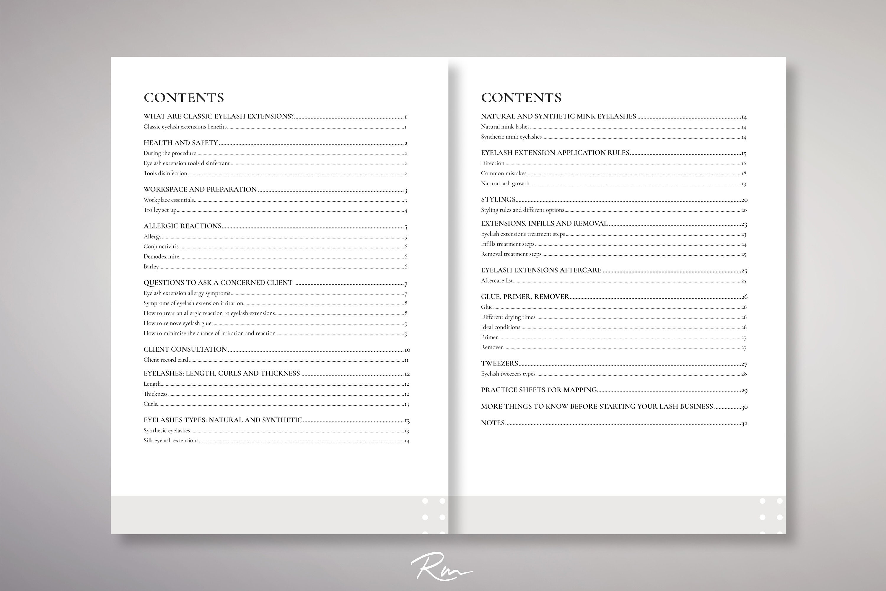 Classic Eyelash Extension Course Manual, Training Book, Light Grey ...