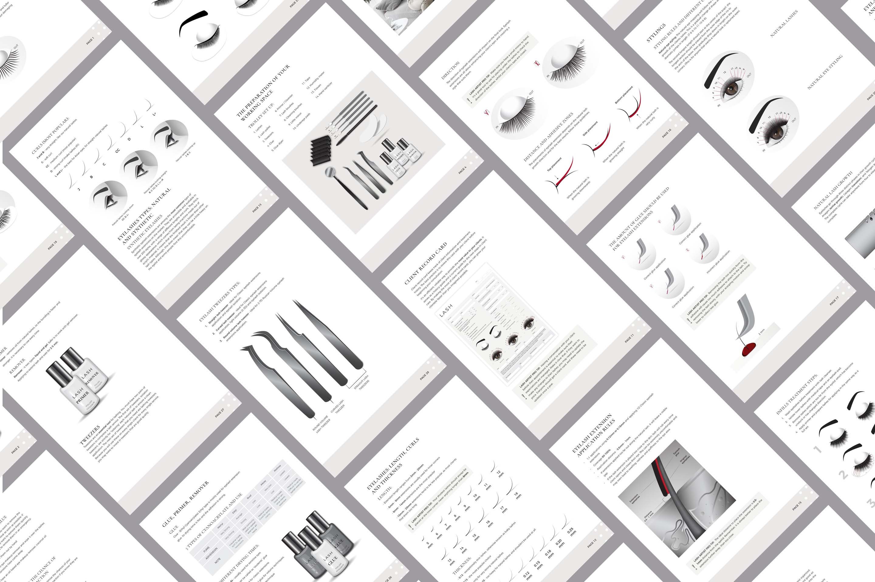 Classic Eyelash Extension Course Manual, Training Book, Light Grey ...
