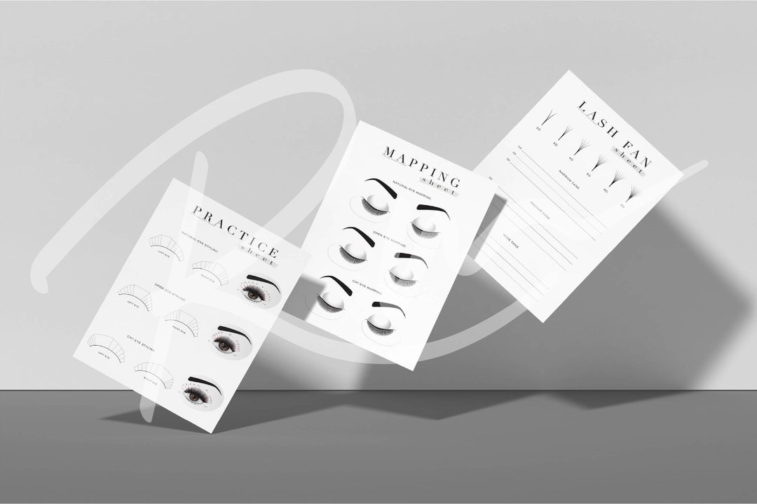 Eyelash Extension Training Practice Sheets, Course Assignments (classic and Russian Volume ...