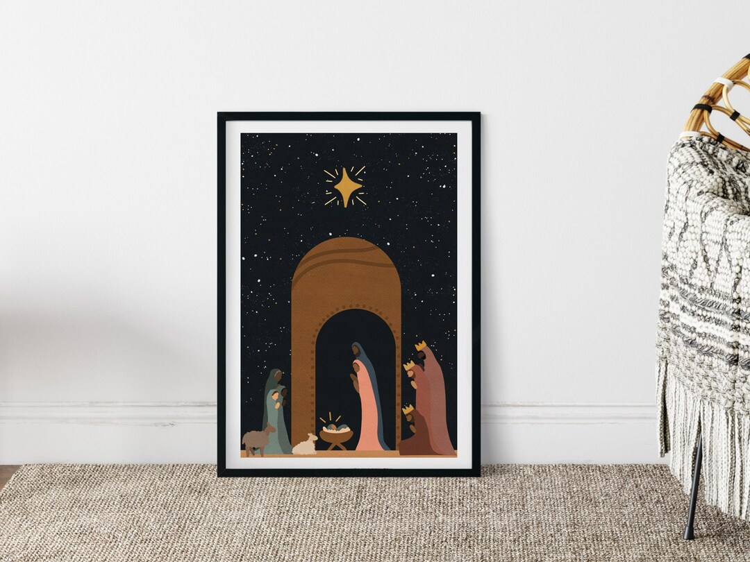 Christmas Nativity Printable Art | Modern Nativity Scene | Portrait ...