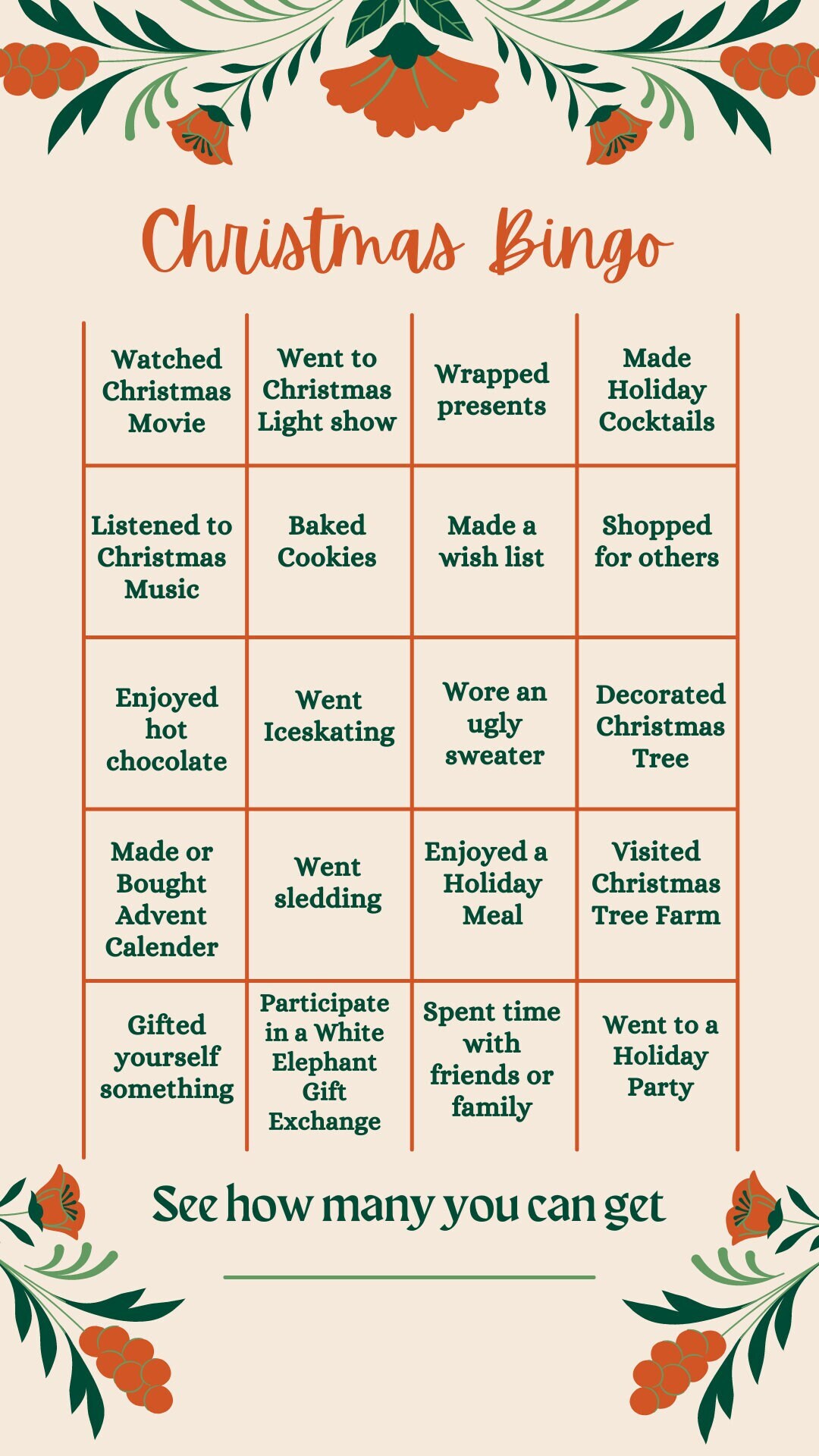 Christmas Bingo Print Out - Etsy