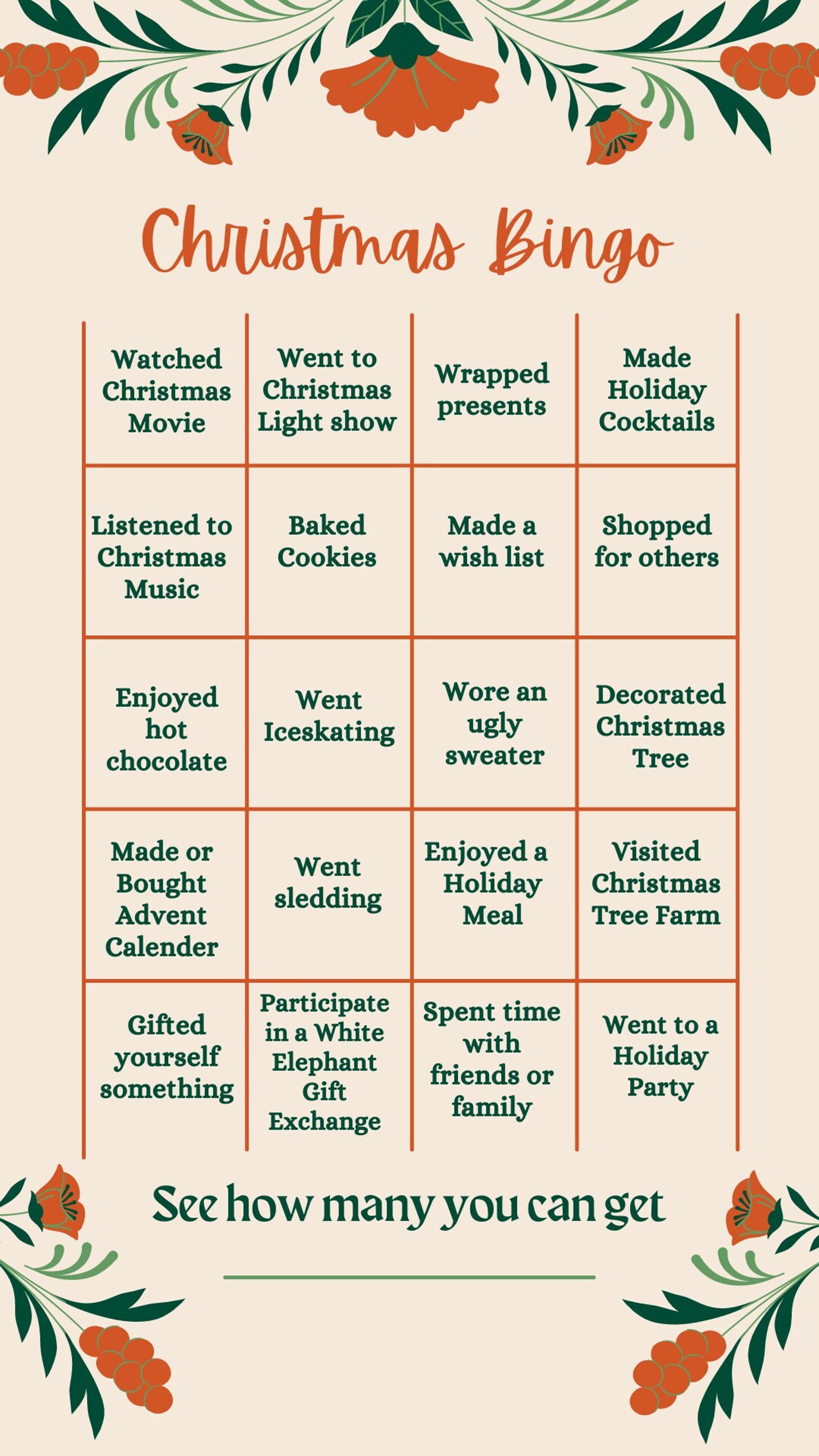 Christmas Bingo Print Out - Etsy