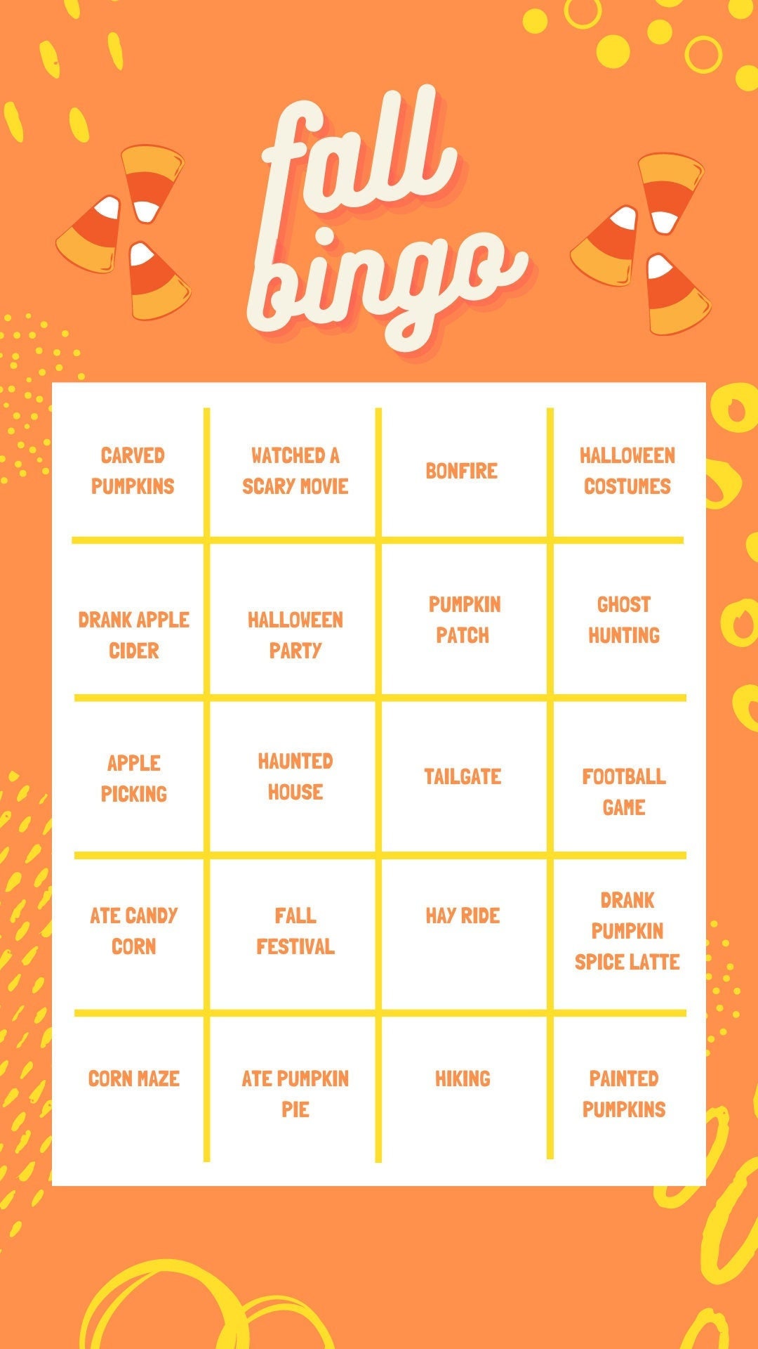 Fall Bingo/ Bucketlist - Etsy
