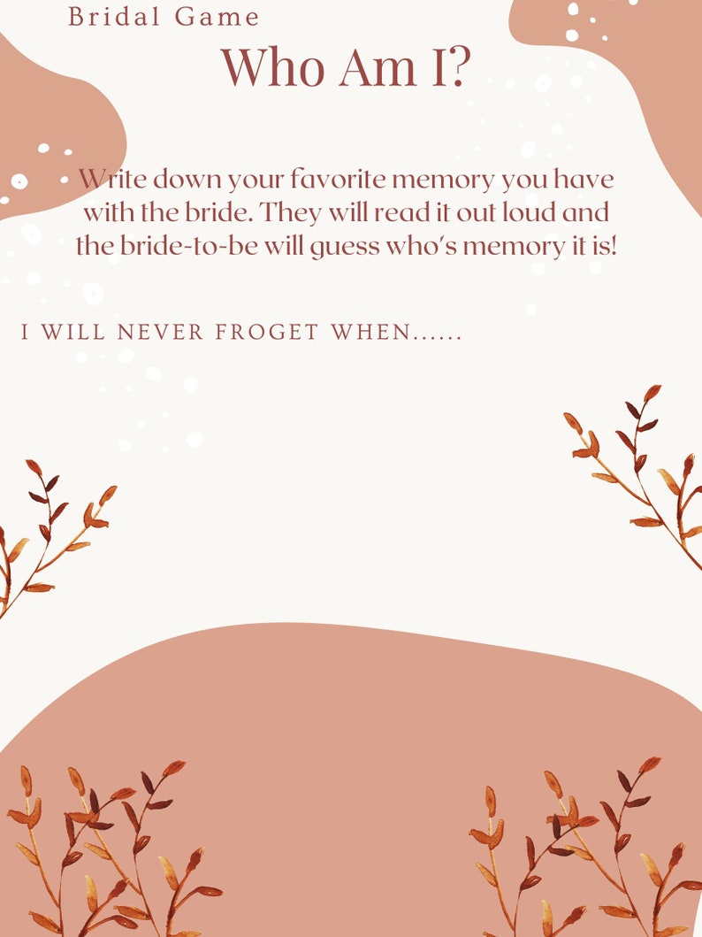 Printable Bridal Memory Game - Etsy