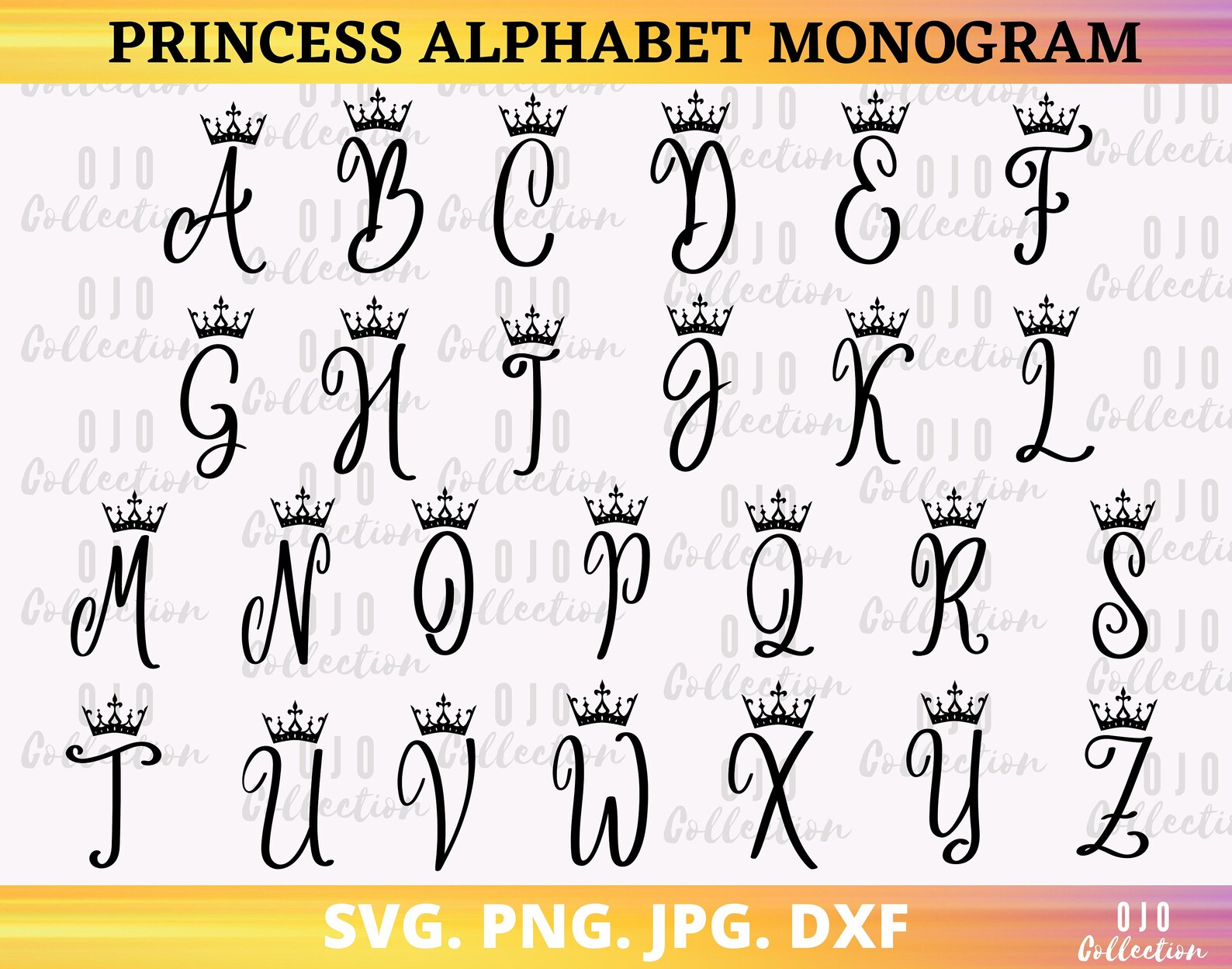 Princess Monogram SVG Bundle Monogram Alphabet SVG Monogram | Etsy