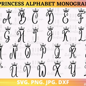 Princess Monogram SVG Bundle, Monogram Alphabet SVG, Monogram Letters ...