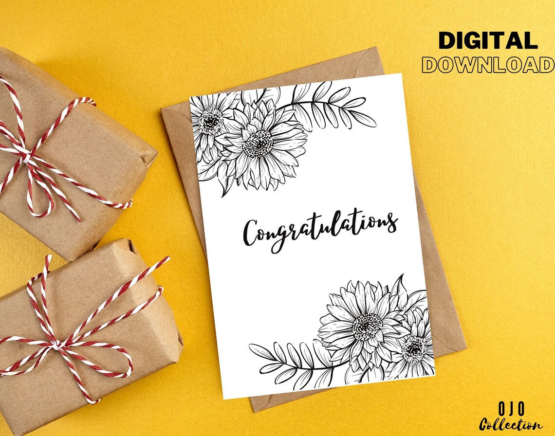 Printable Congratulations Greeting Card Wedding Card - Etsy