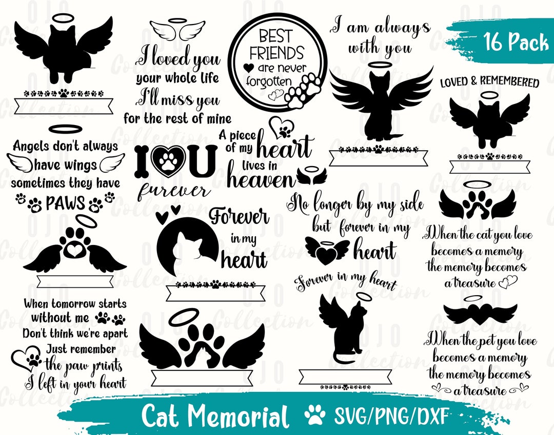 Cat Memorial SVG Bundle: Angel Wings, Rainbow Bridge (digital Download ...