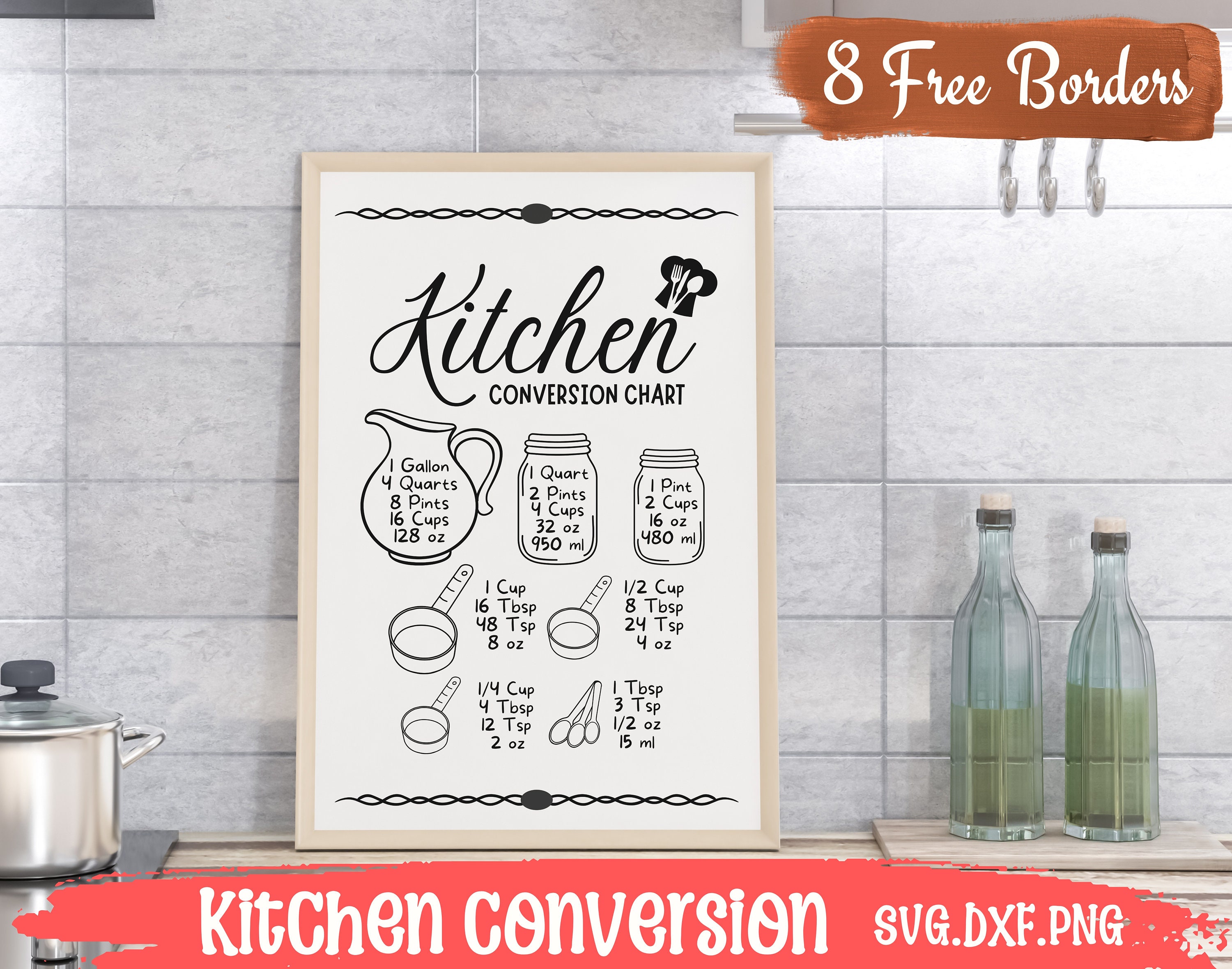 Conversion Chart SVG Kitchen Measurements SVG Kitchen Chart - Etsy ...
