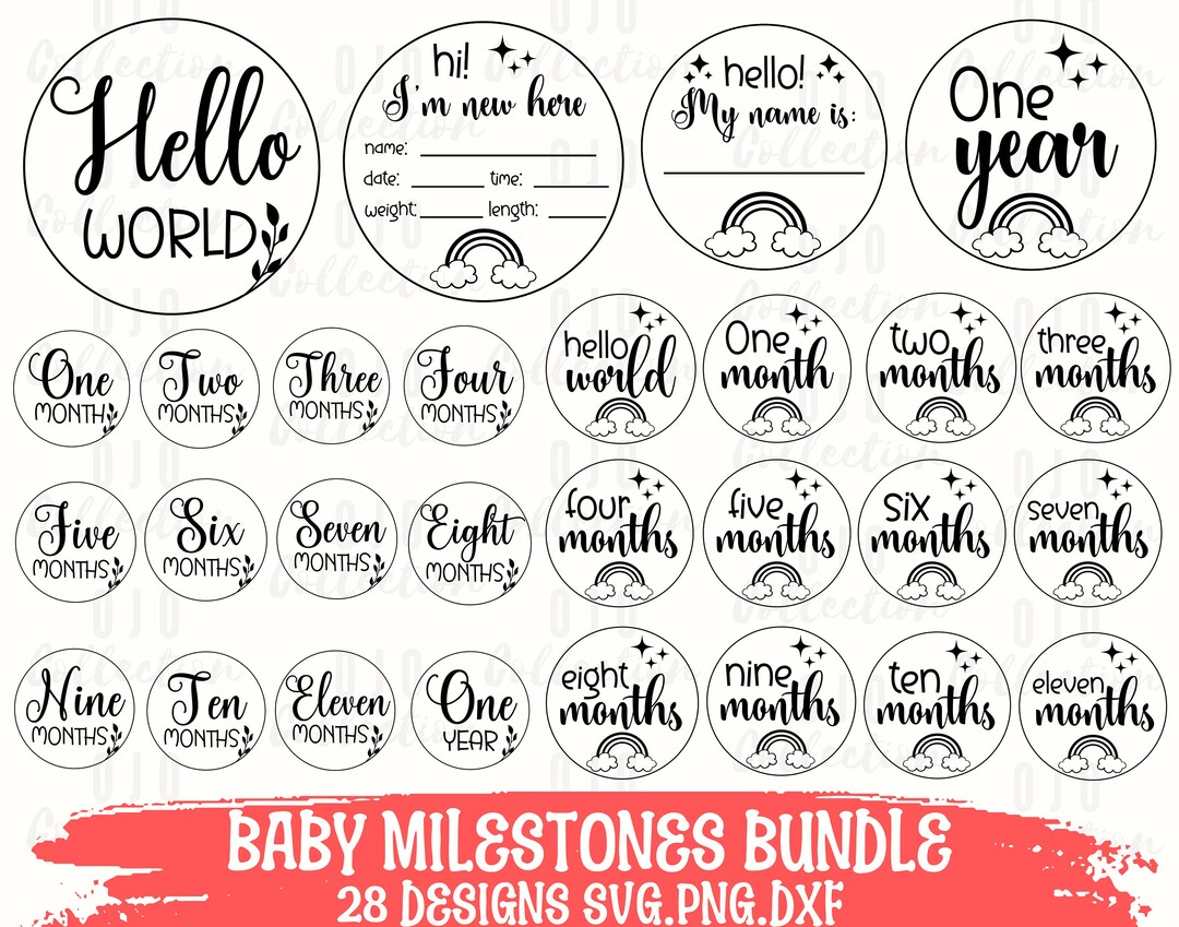 Baby Milestone SVG Bundle: Newborn, Monthly, Hello World (cut Files) - Etsy