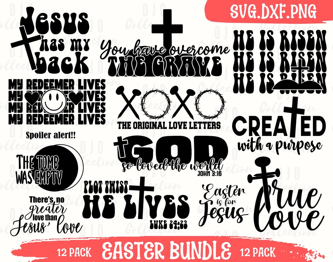 Happy Easter Svg, Christian Easter Svg, Easter Svg Bundle, He is Risen ...