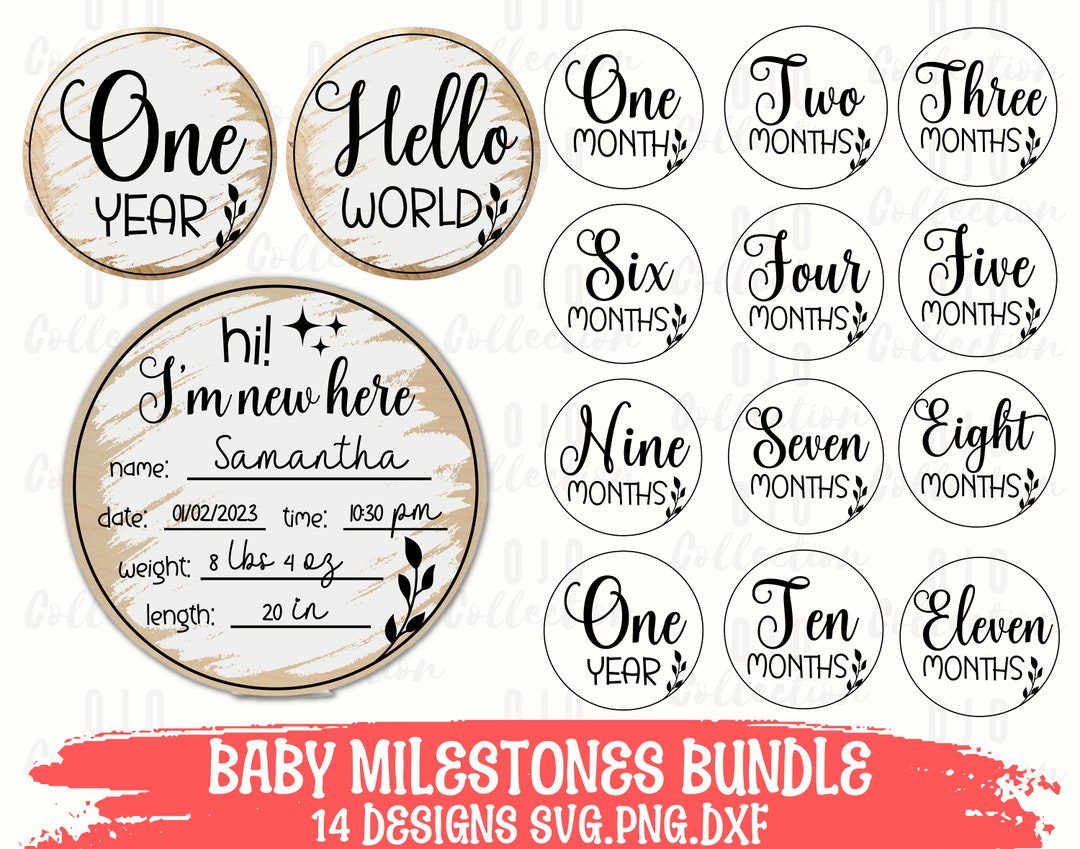 Baby Milestone SVG Bundle, Hello World SVG, Monthly Milestone SVG, Boy ...