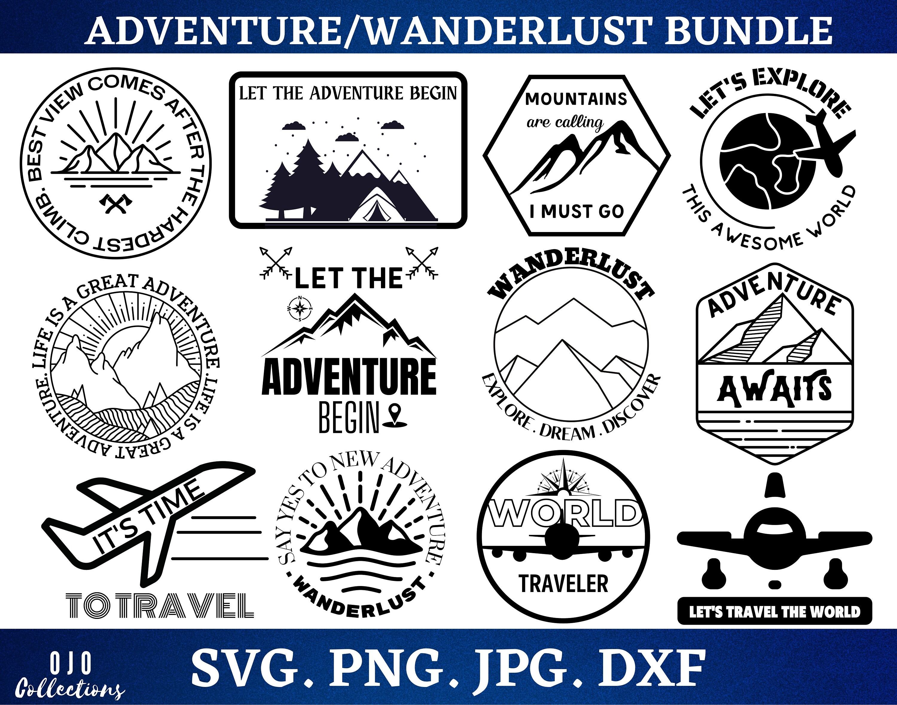 Mountains SVG Bundle Adventure SVG Travel SVG Camping Svg | Etsy