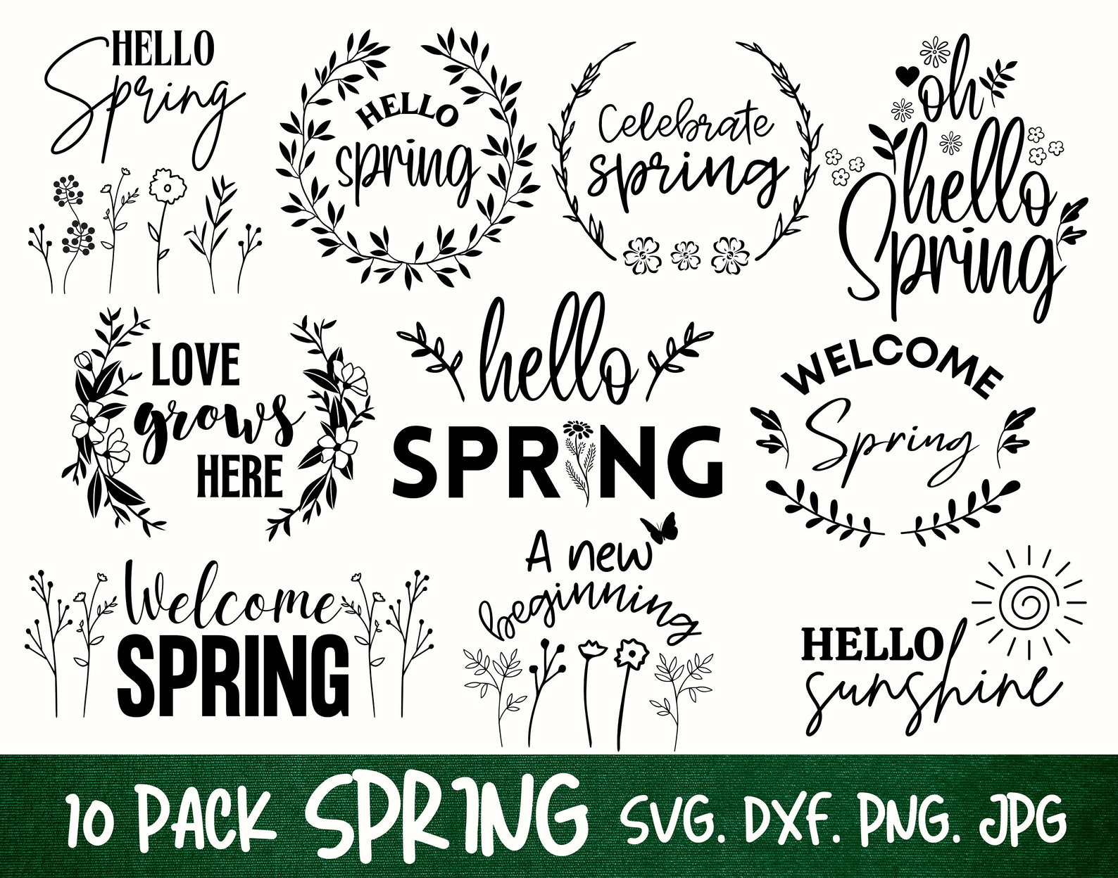 Spring SVG Bundle Hello Spring SVG Easter SVG Welcome - Etsy