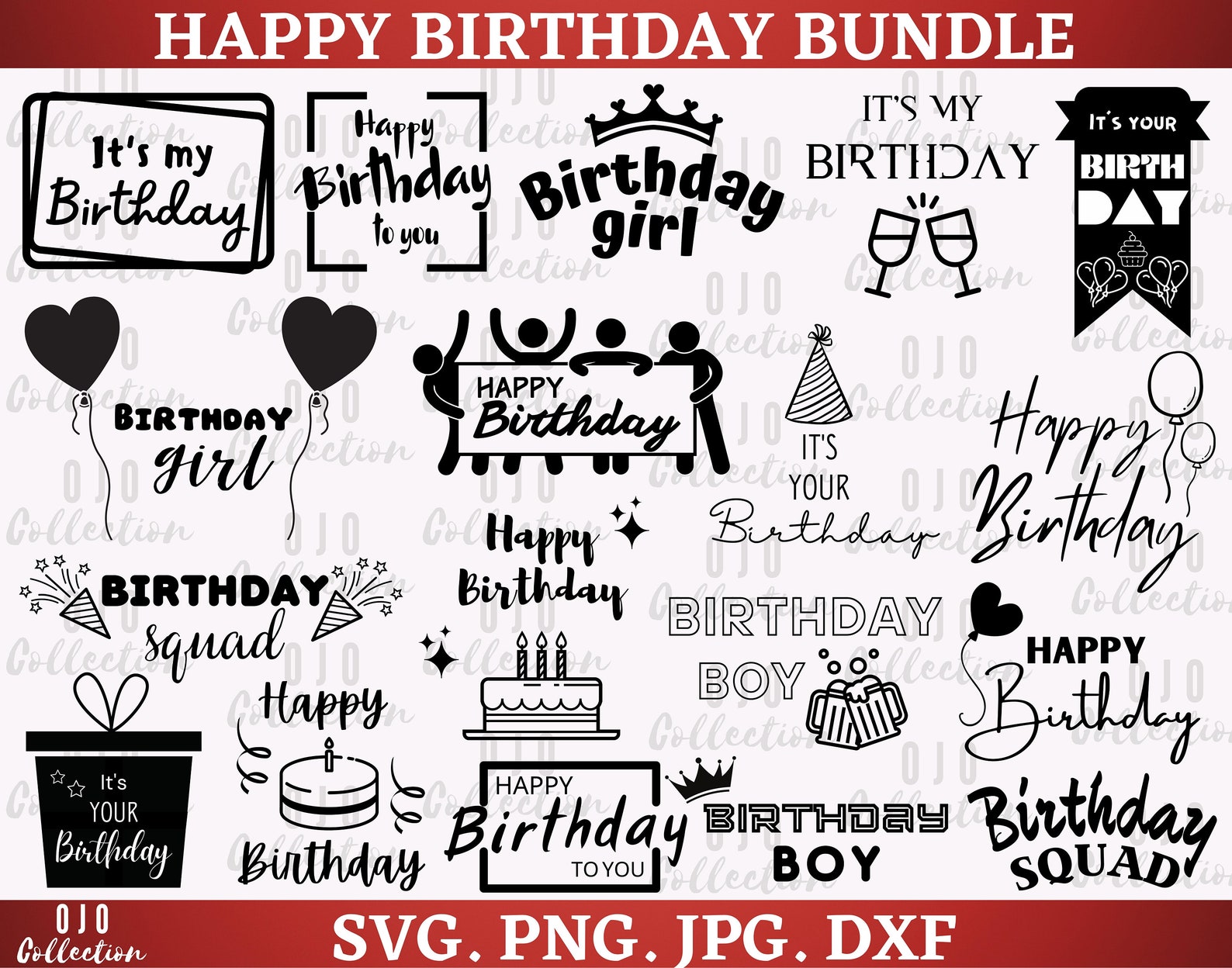 Happy Birthday SVG Bundle Birthday SVG Birthday Party SVG - Etsy