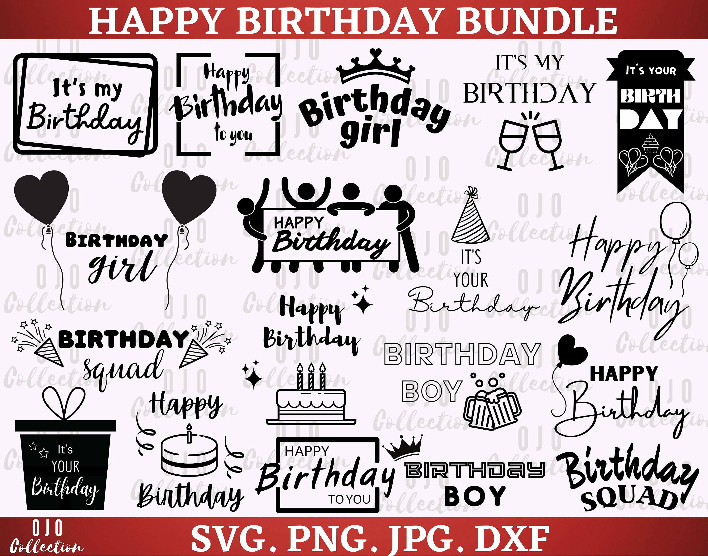 Happy Birthday SVG Bundle Birthday SVG Birthday Party SVG - Etsy