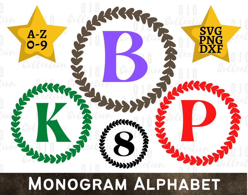 Initial Monogram Alphabet SVG Initial Monogram Letter SVG - Etsy