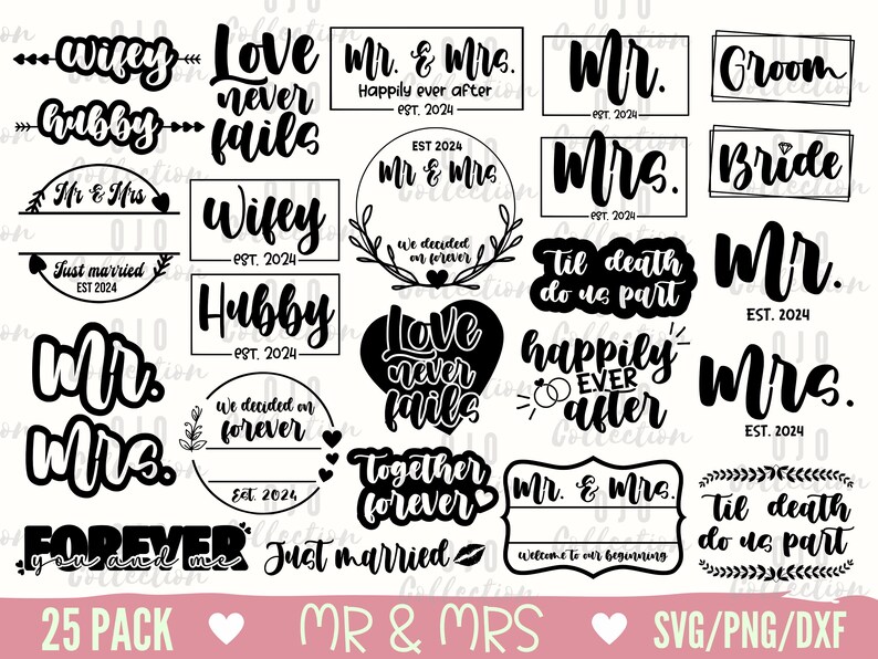 Mr and Mrs SVG Bundle: Wedding Monogram Designs (digital Download) - Etsy