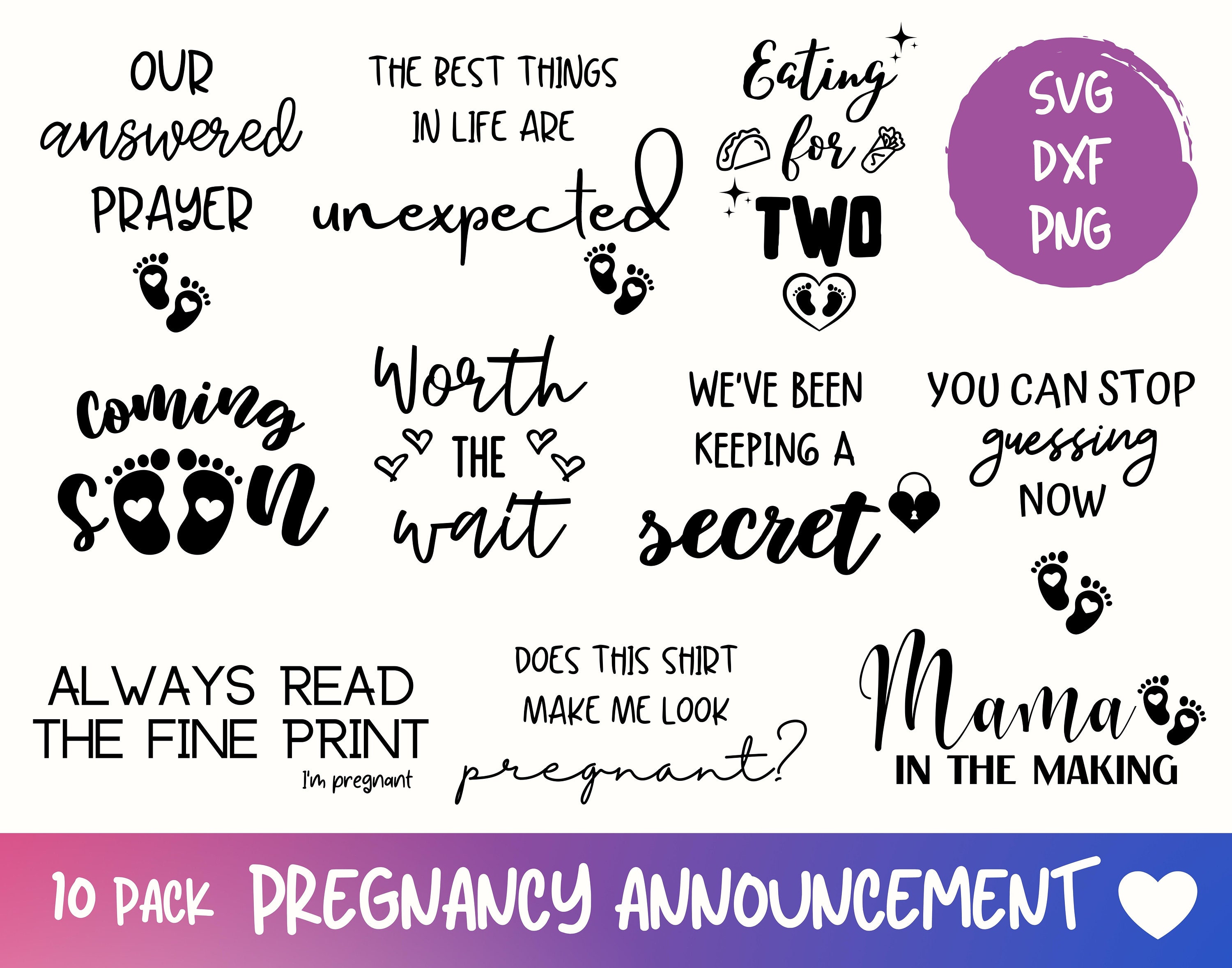 Pregnancy Announcement SVG Bundle: Maternity Cut Files (digital ...