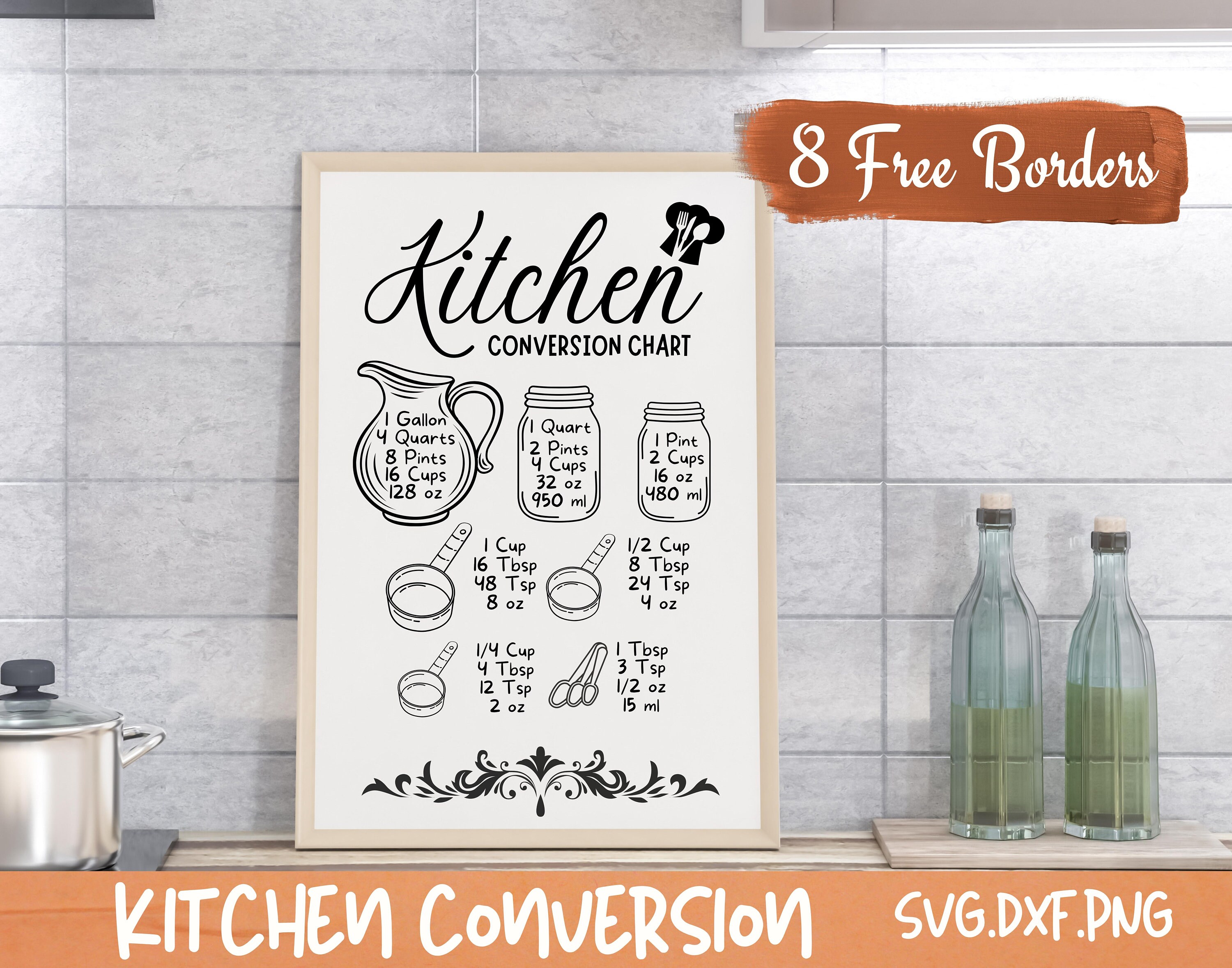 Kitchen Conversion Chart SVG Kitchen Measurements SVG | Etsy Australia