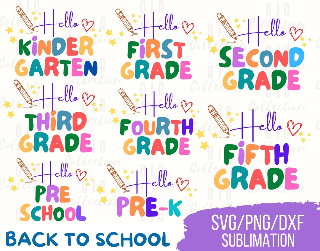 Hello School SVG Bundle, Back to School SVG, First Day of School SVG ...