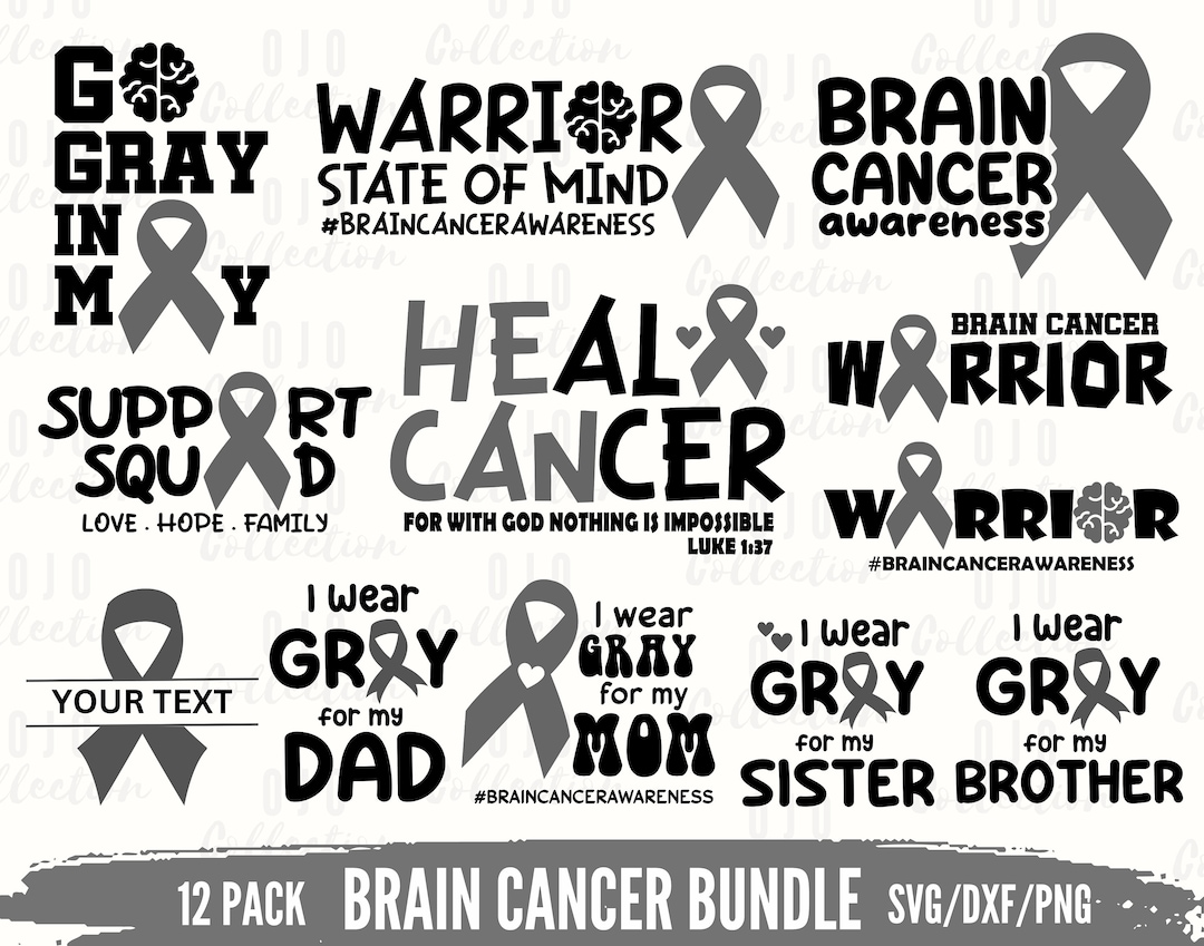 Cancer Ribbon Svg, Brain Cancer Svg, Cancer Awareness Svg, Brain Tumor ...