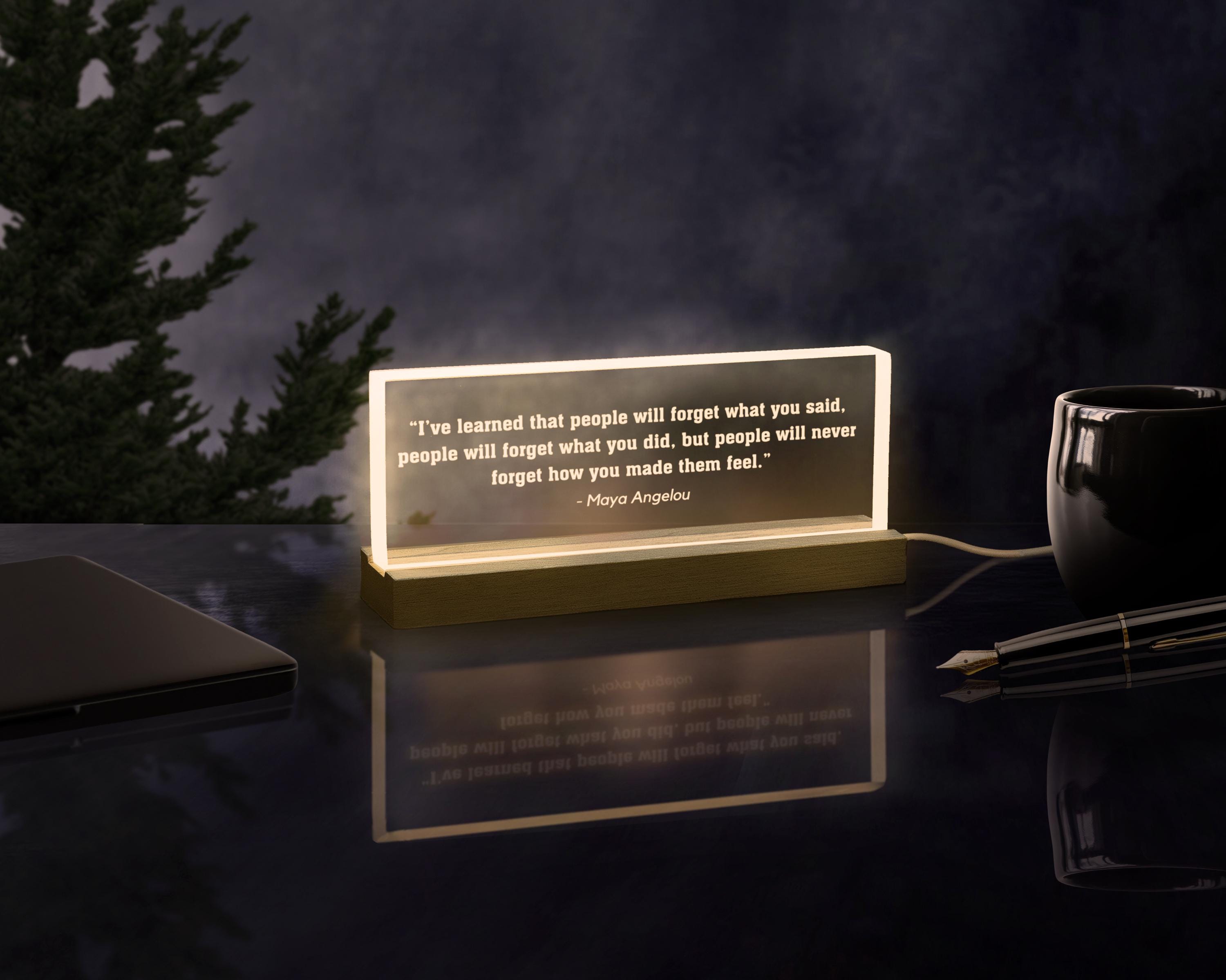 Personalized LED Quote Night Light | Custom Inspirational Desk Decor ...