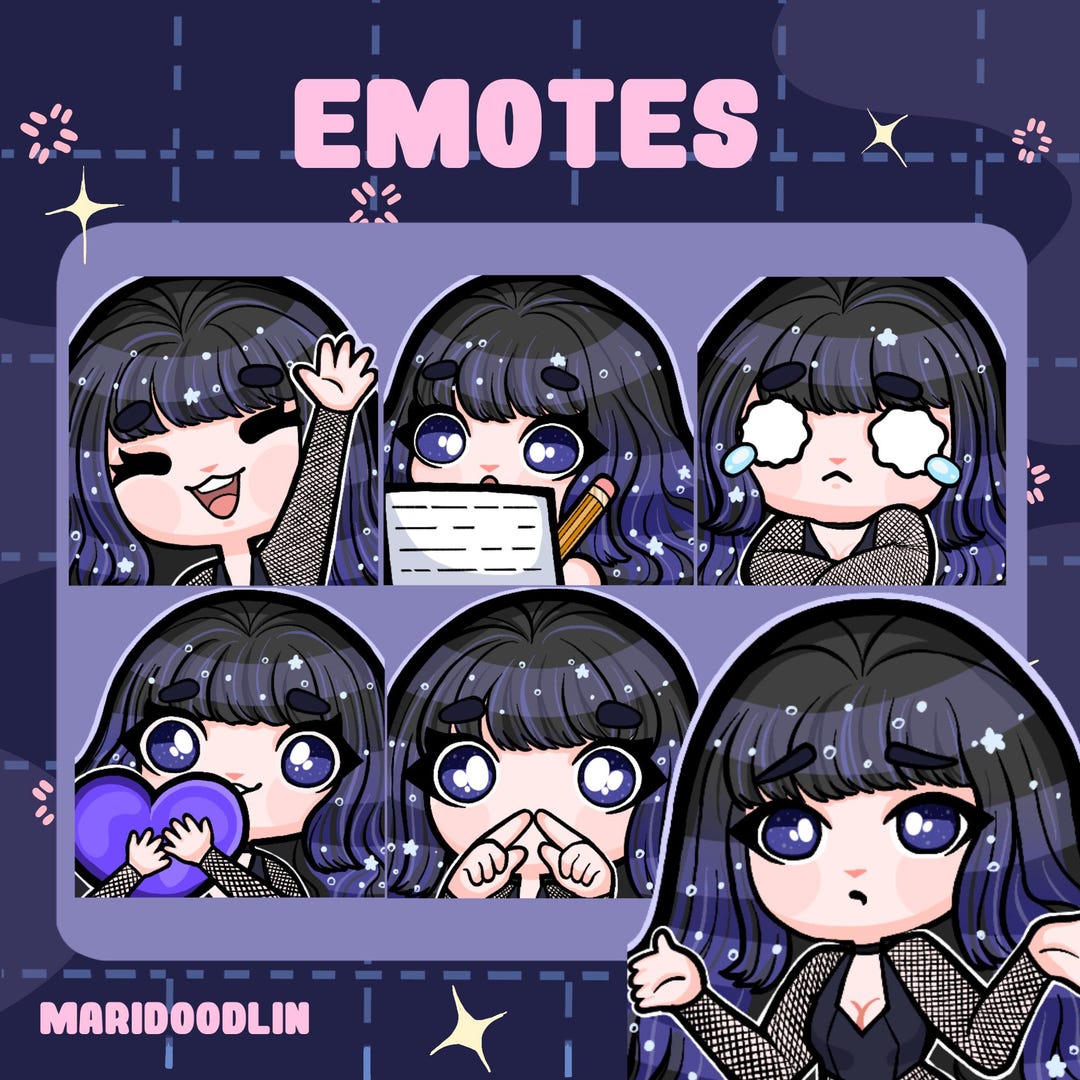 Buy Goth Girl Emotes Blue Twitch Emotes Discord Emotes Instant Download ...