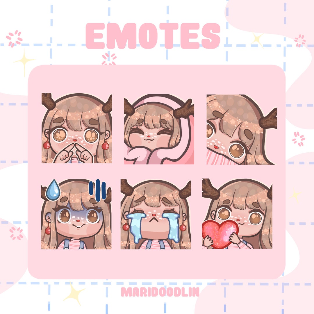 Reindeer Girl Emotes Twitch Emotes Discord Emotes Instant Download Cute ...