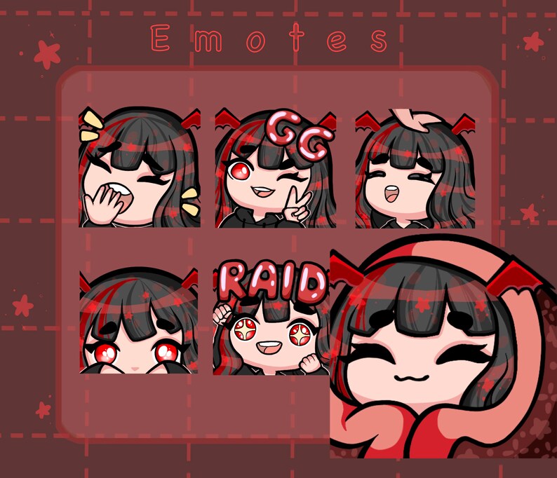 Red Bat Girl Emotes 2 | Twitch and Discord Emotes | Instant Download - Etsy
