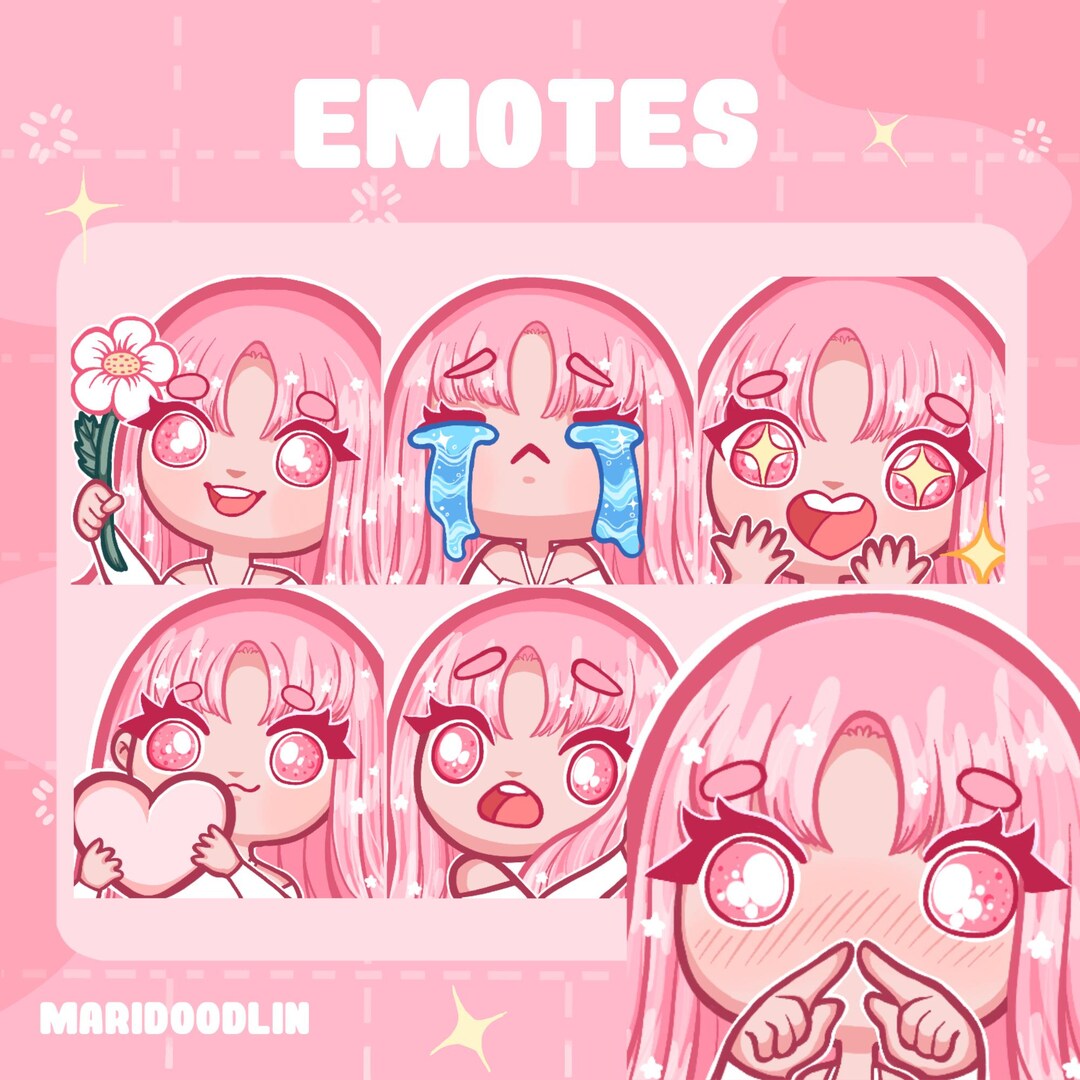 Pastel Pink Girl Emotes Twitch and Discord Emotes Instant Download ...